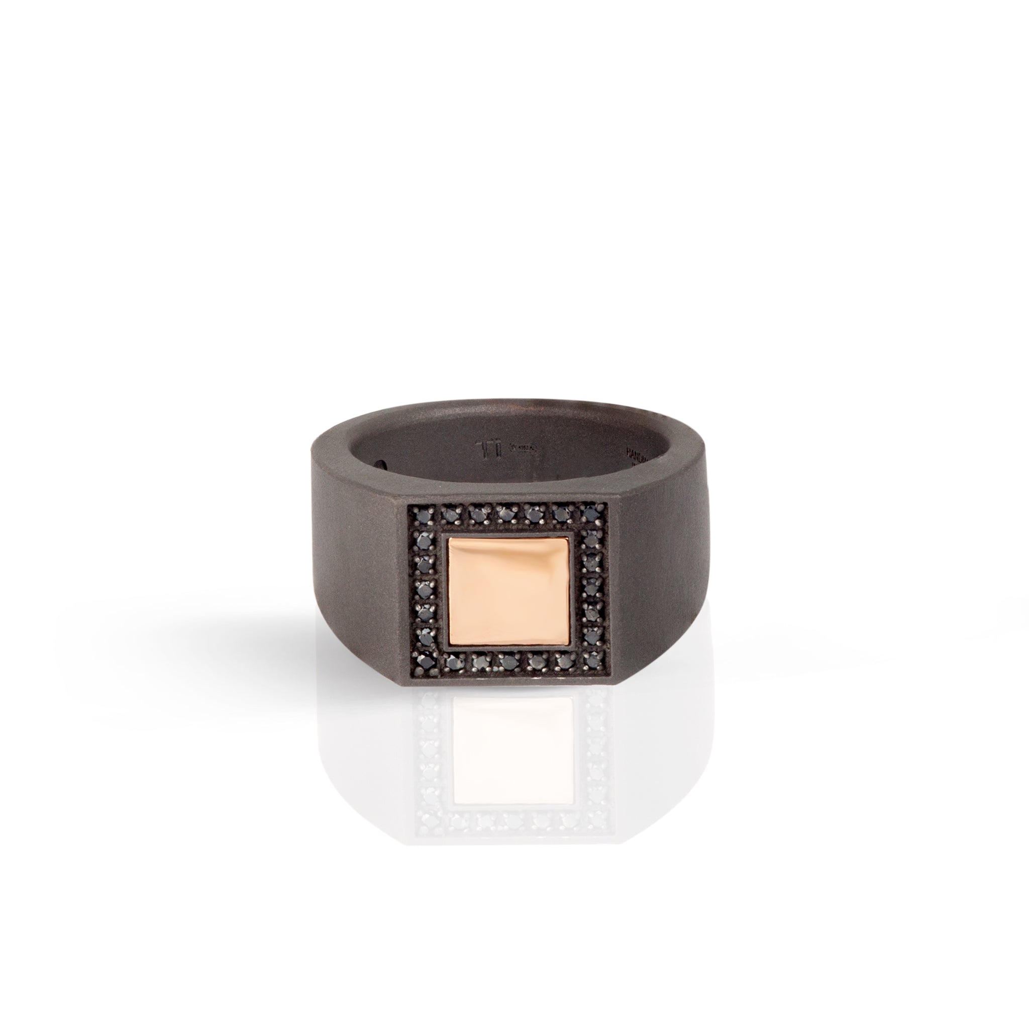 Anello Uomo In Titanio, Oro Rosso E Diamanti Black. - Gioielleria Rapisardi