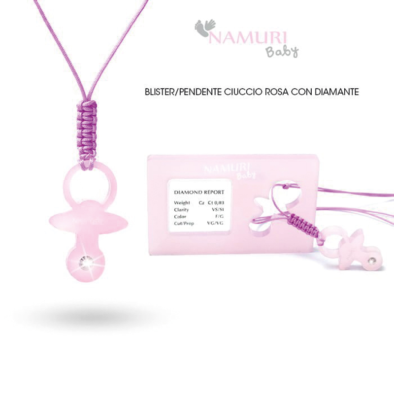 Ciondolo “Ciuccio” Rosa con Diamante Incastonato - Gioielleria Rapisardi