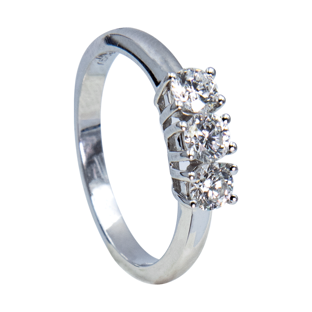 Anello Trilogy in oro bianco 18kt - 0,77 ct misura 16 - Gioielleria ...