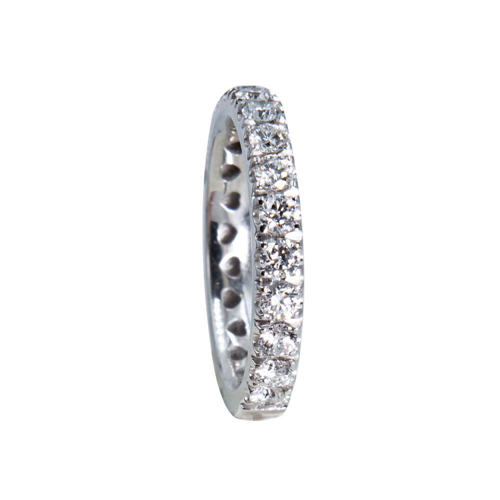 Anello eternité mezzo giro in oro bianco 18kt e diamanti naturali ...
